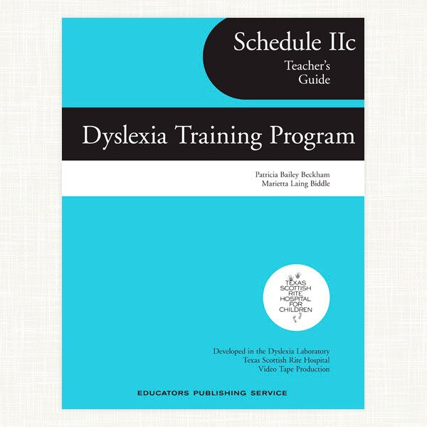Dyslexia Training Program, Schedule IIC, Teacher's Guide